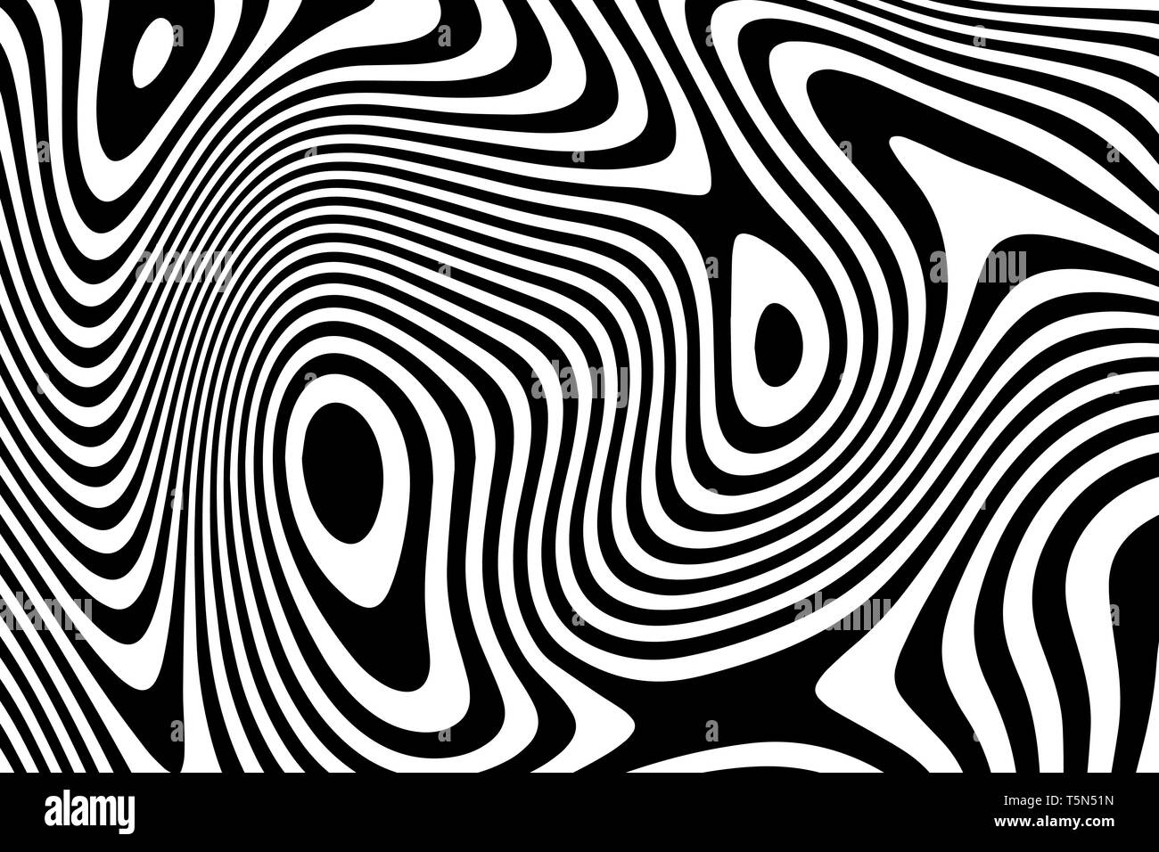 Wavy stripes background with curved ripple lines. Vector zebra texture ...