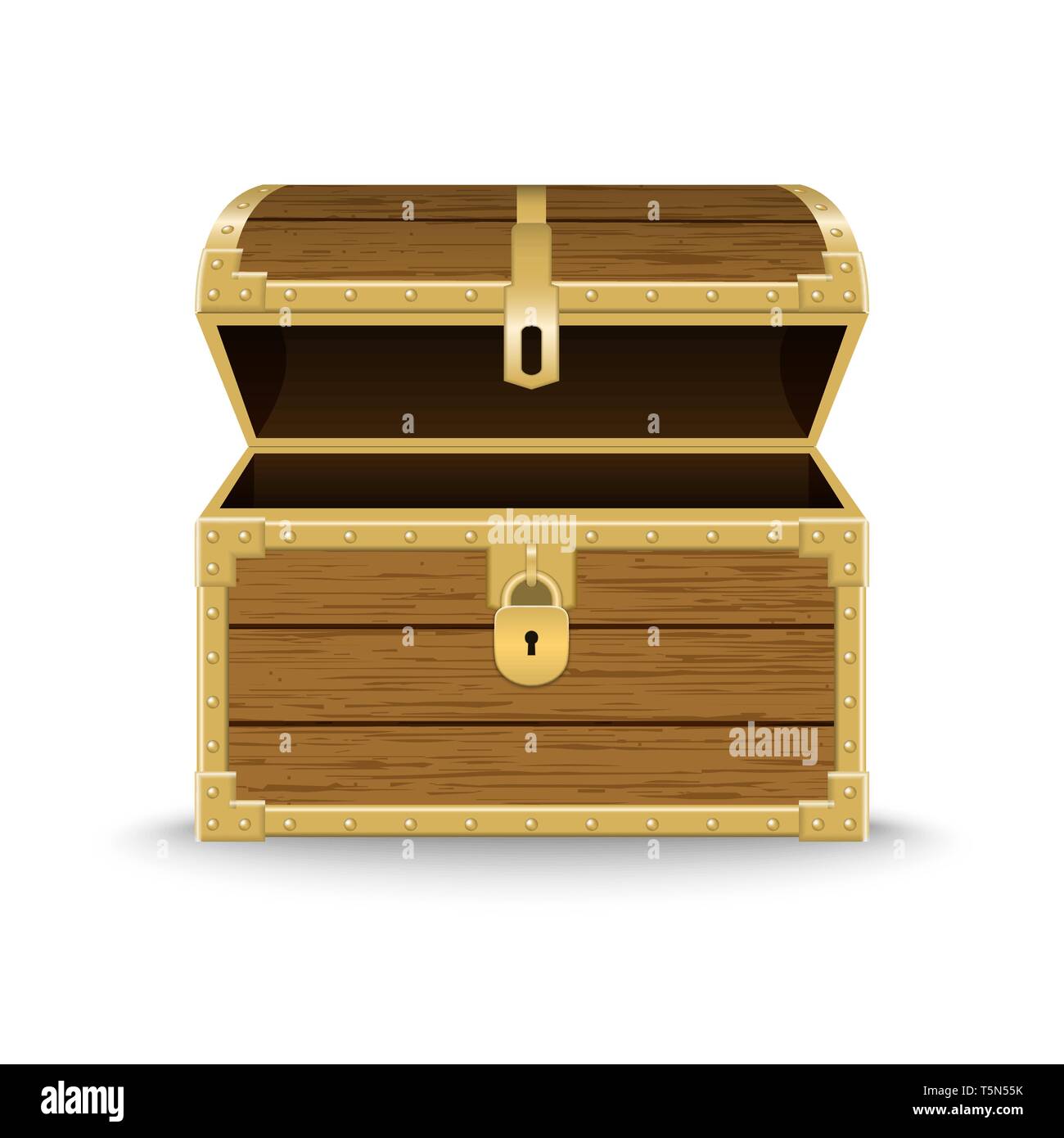 Opened realistic wooden chest . Template for your design Stock Vector ...