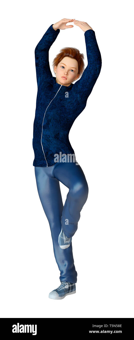 3D rendering of a teenager girl dancing isolated on white background ...