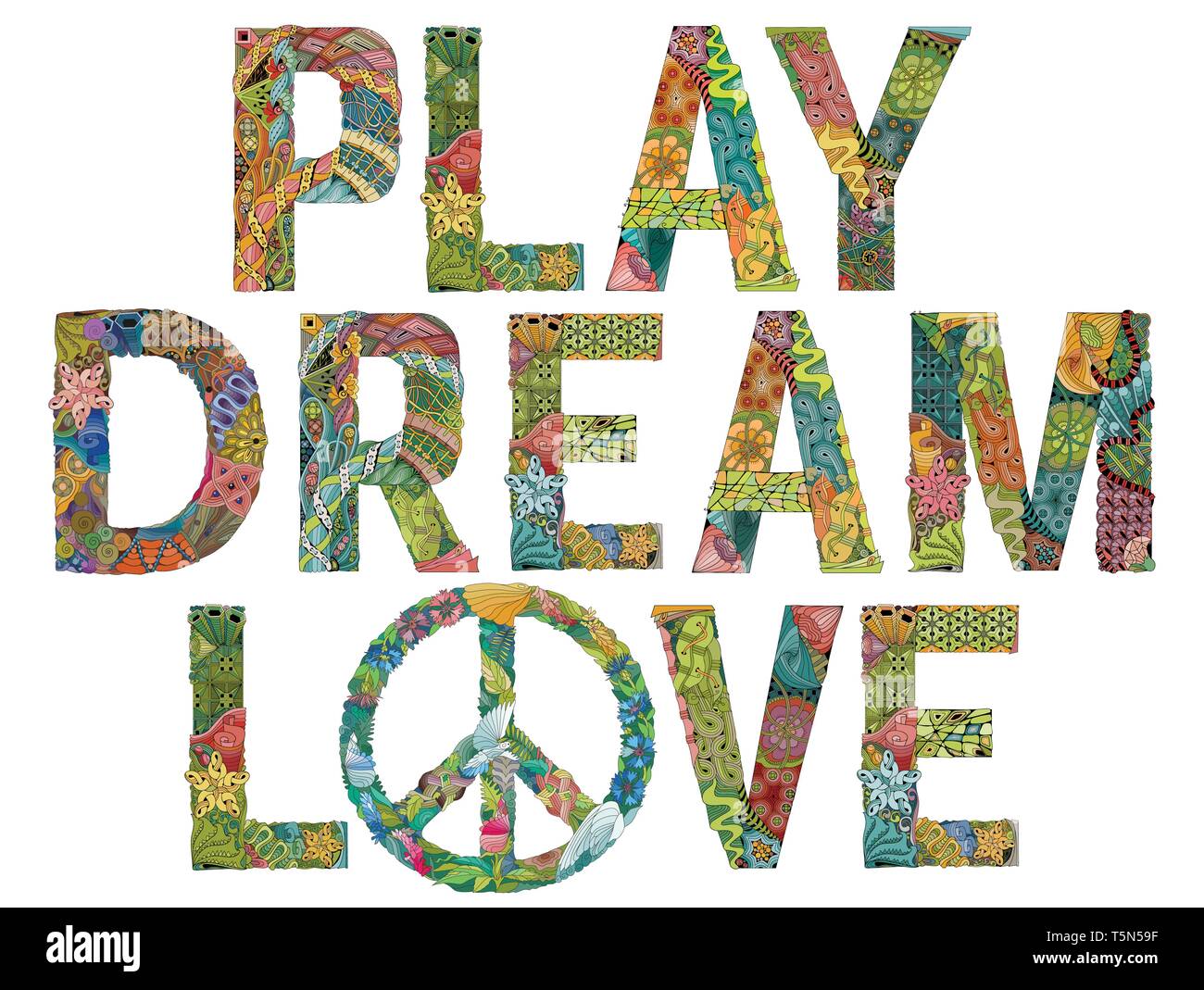 Hand-painted art design. Black and white hand drawn illustration word ...