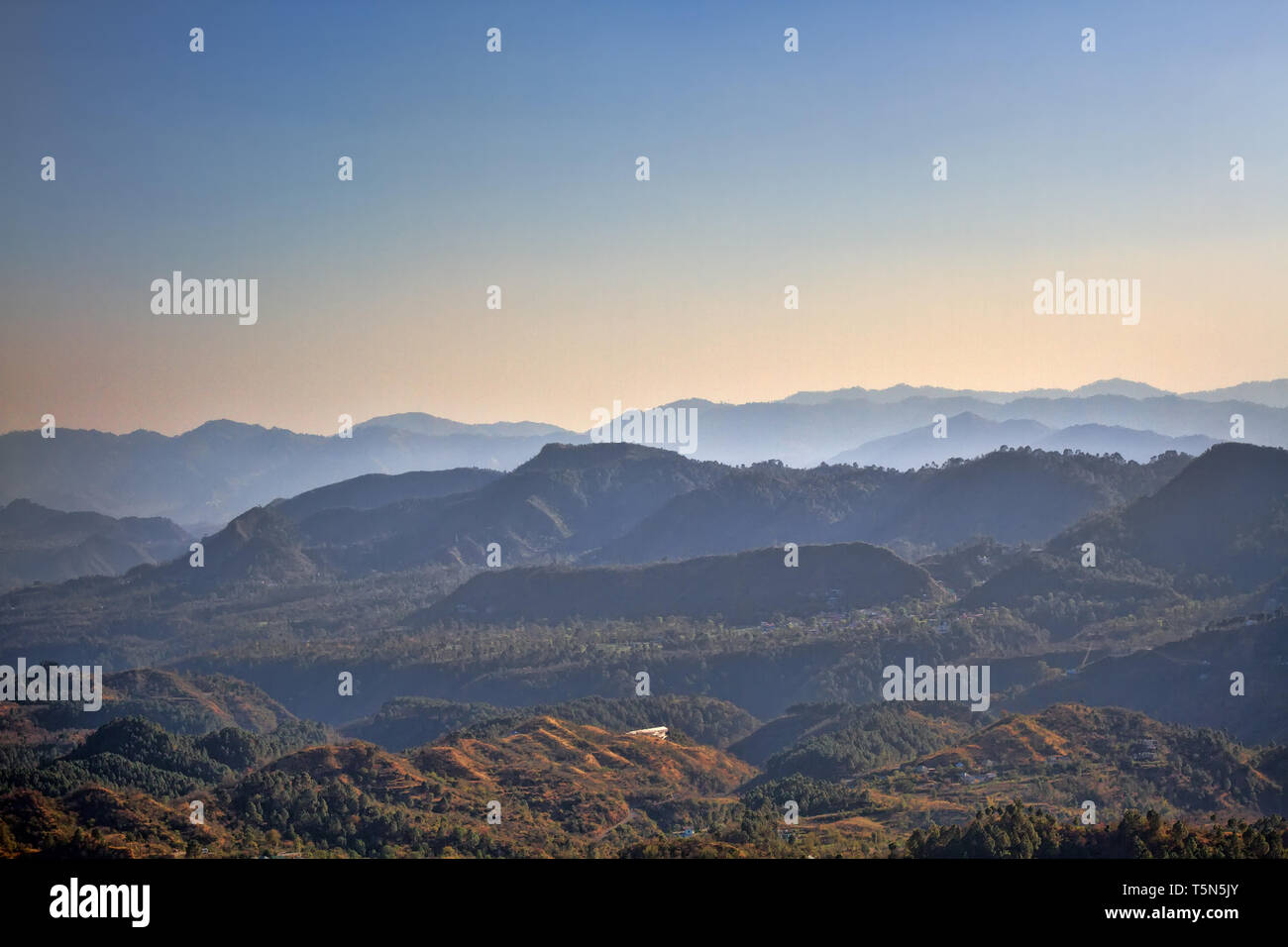 Lesser Himalayas. Mountain landscapes of spring time with peaks and ...