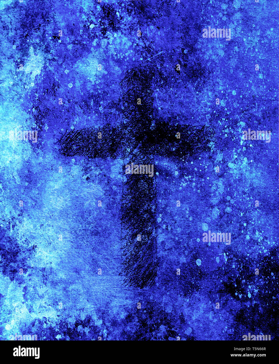 simple cross symbol, pencil drawing on abstract background Stock Photo ...