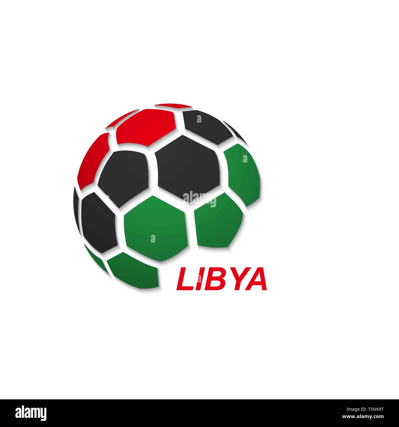 Football banner. Vector illustration of abstract soccer ball with Libya national flag colors ...