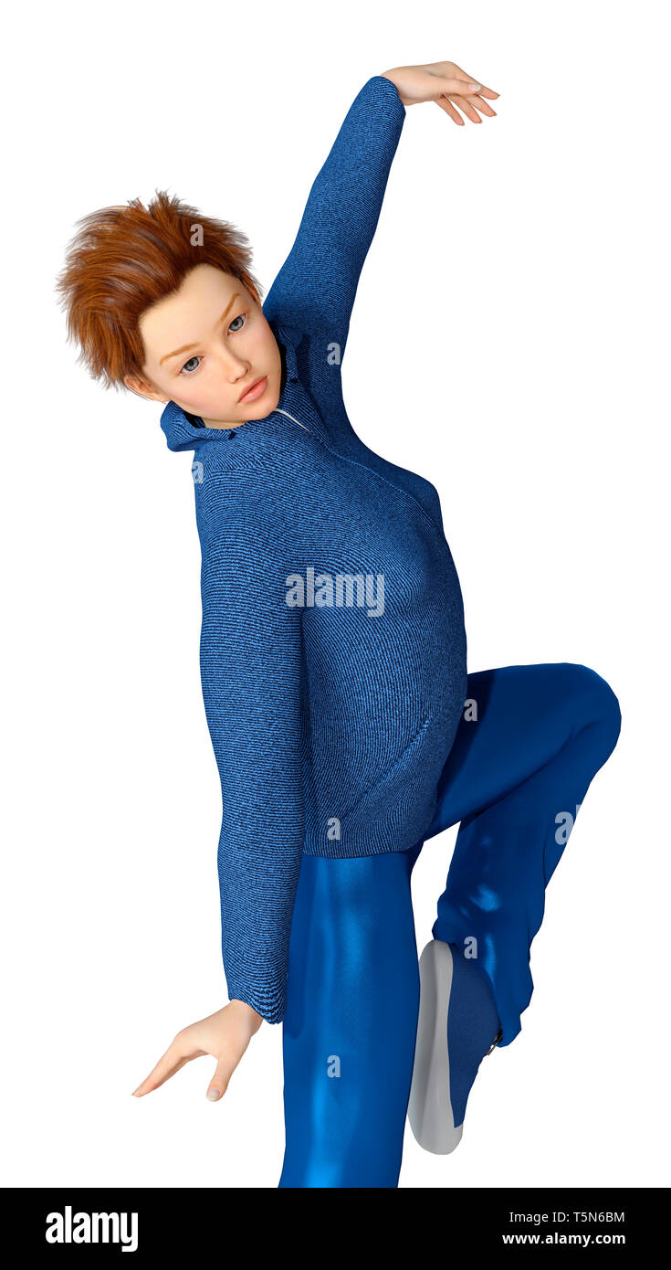 3D rendering of a teenager girl dancing isolated on white background ...