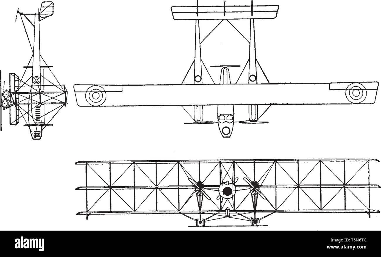 This illustration represents Caproni Type C A 4 Triplane in 1915 ...