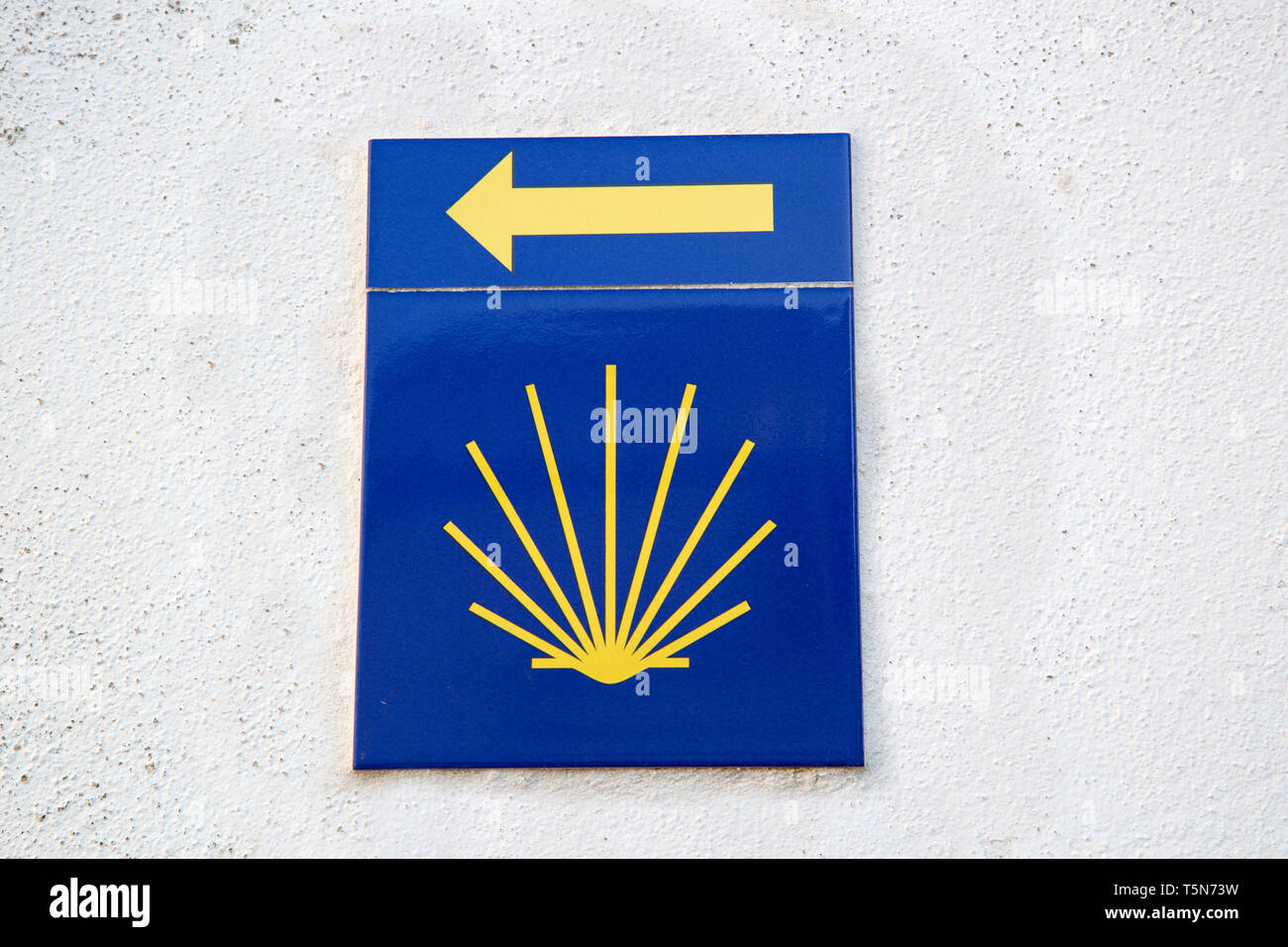 Camino de Santiago Sign on White Wall Background Stock Photo - Alamy