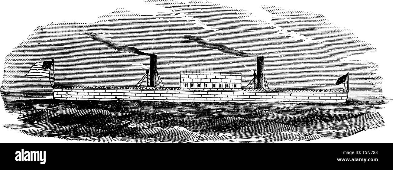 Stevens Ironclad Floating Battery applied the wave line concave ...