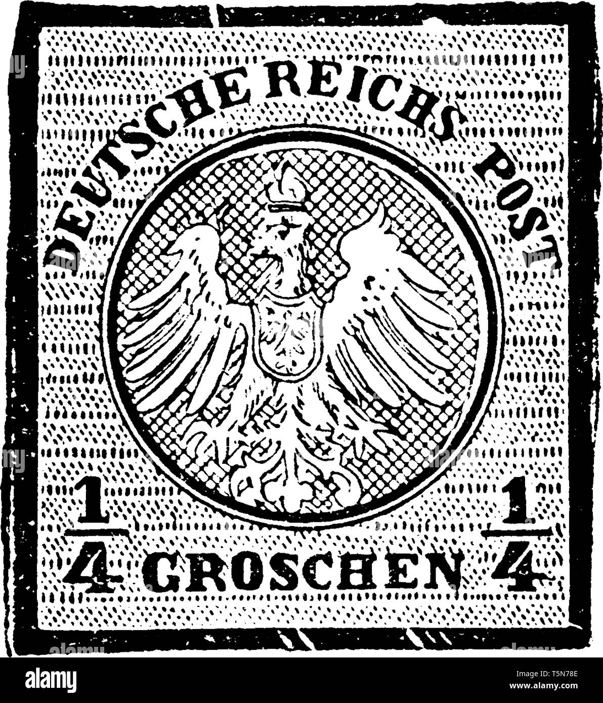 This image represents Germany one and fourth Groschen Stamp in 1871 ...