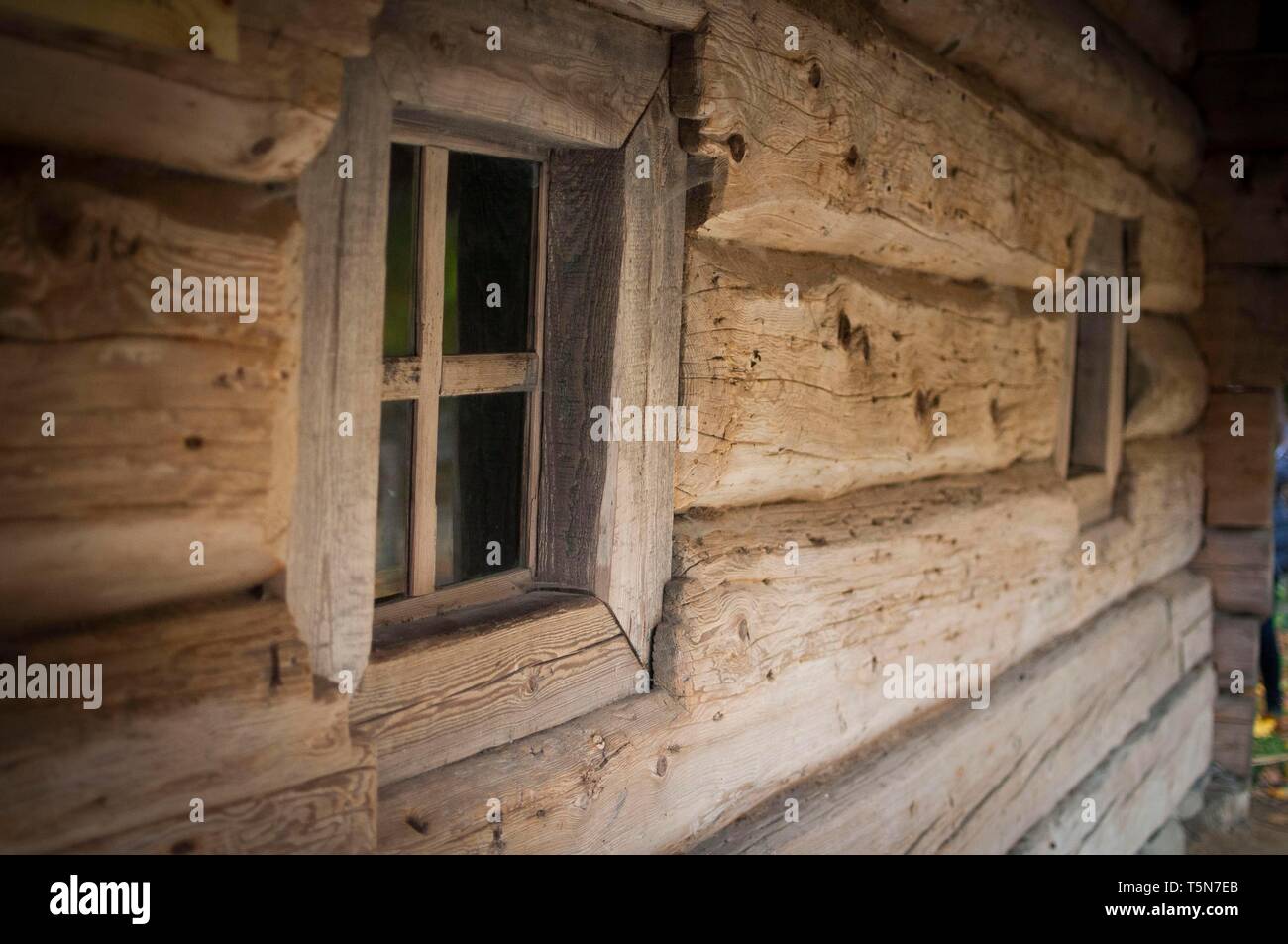 Wooden window outside in old house Stock Photo - Alamy
