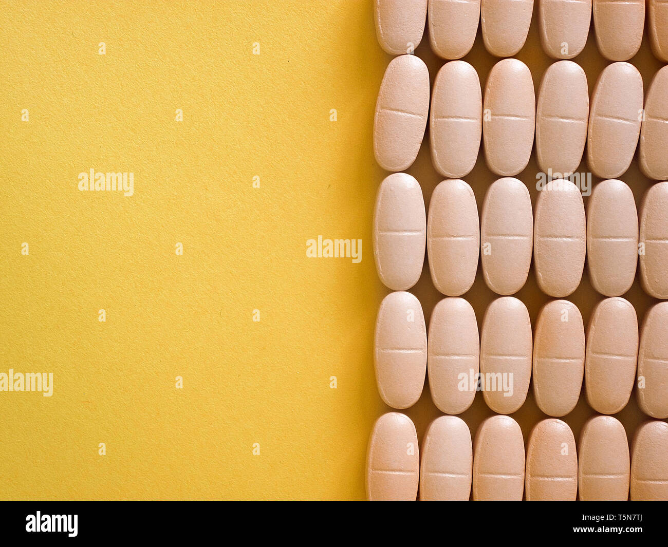 Medicine pharmacy tablets background. Copy space mockup with macro ...