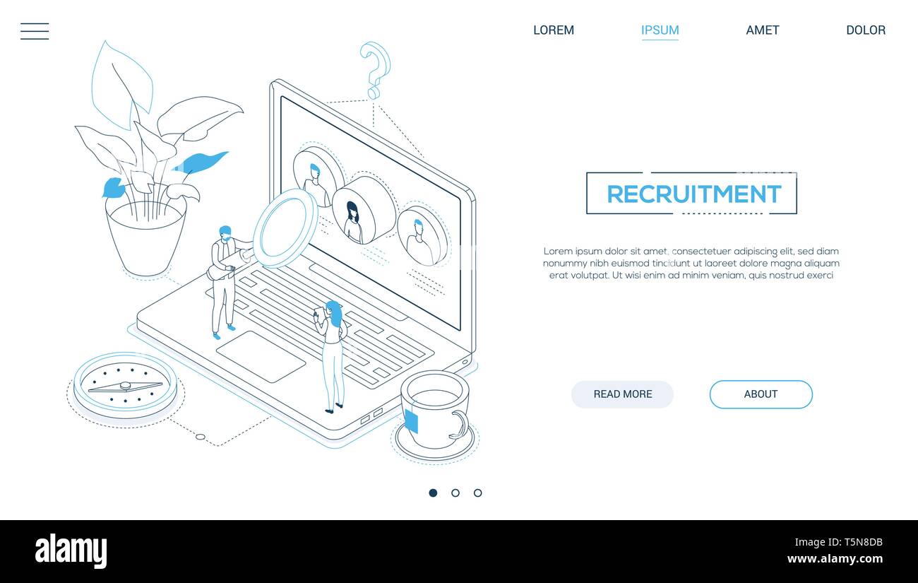 Recruitment - line design style isometric web banner Stock Vector Image ...