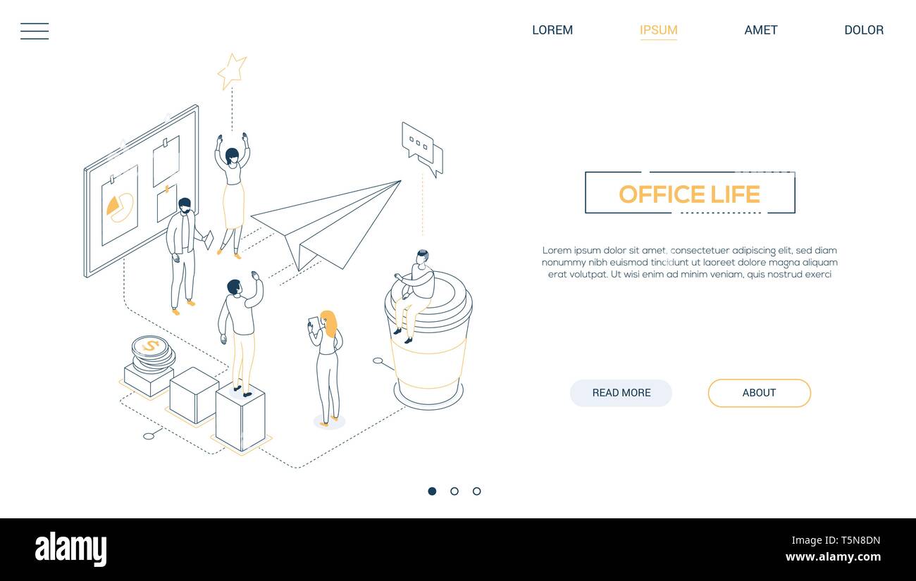 Office life - line design style isometric web banner Stock Vector Image ...
