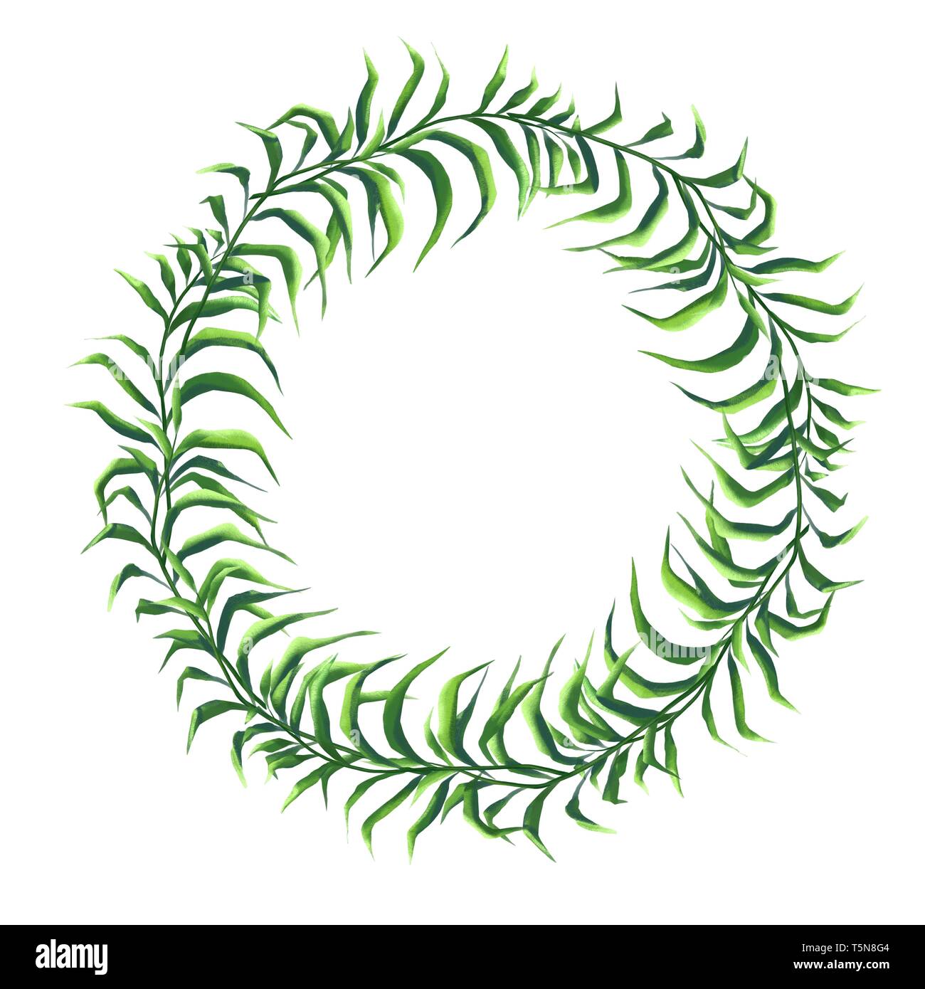 Green floral wreath Stock Photo - Alamy