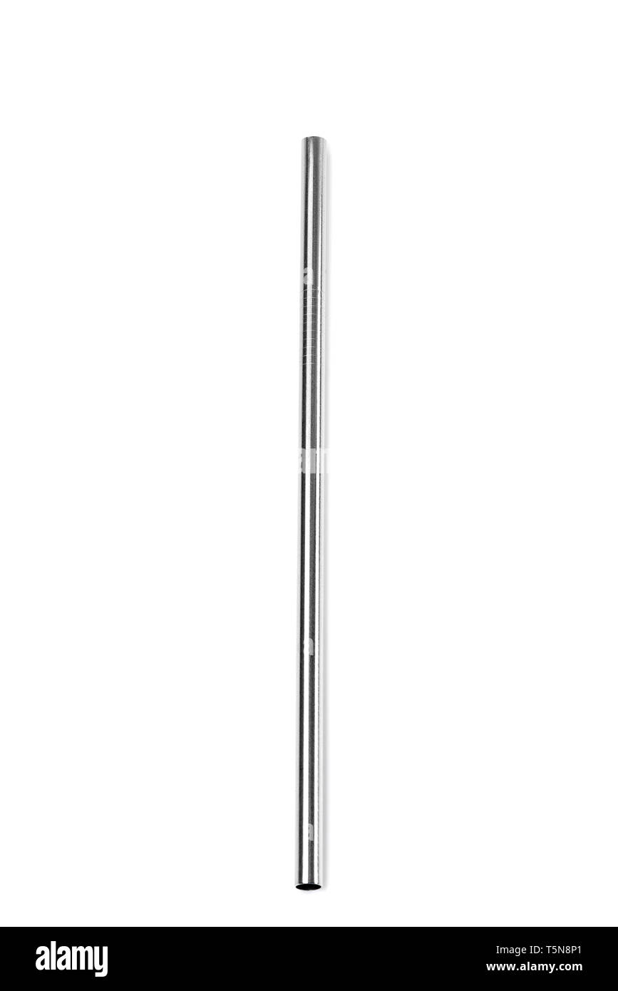 Straight Ecological stainless steel straw on a white background for ...