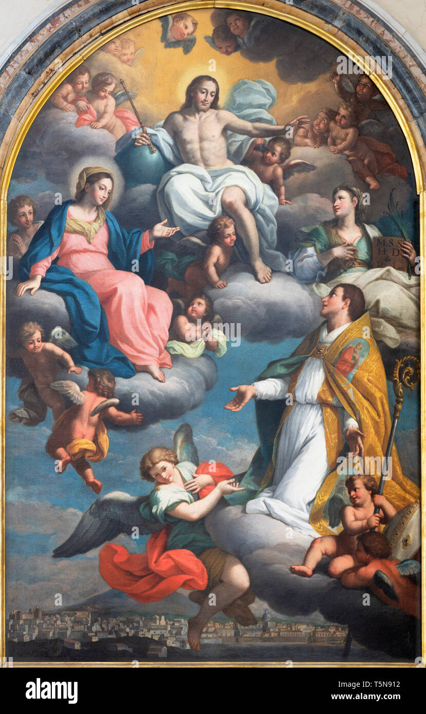 Catania - The paintng Resurected Jesus, Virgin Mary and St. Agatha in ...