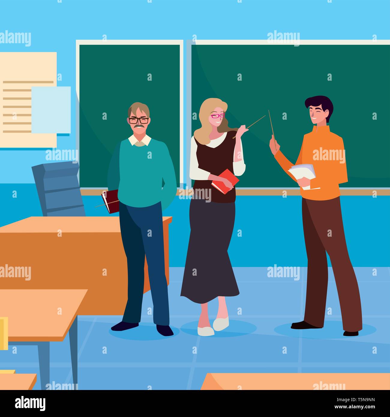 teachers group in the classroom characters vector illustration design ...