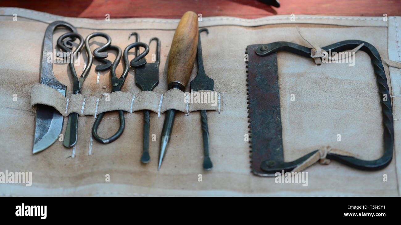 roman doctor medical surgery tools kit detail Stock Photo - Alamy