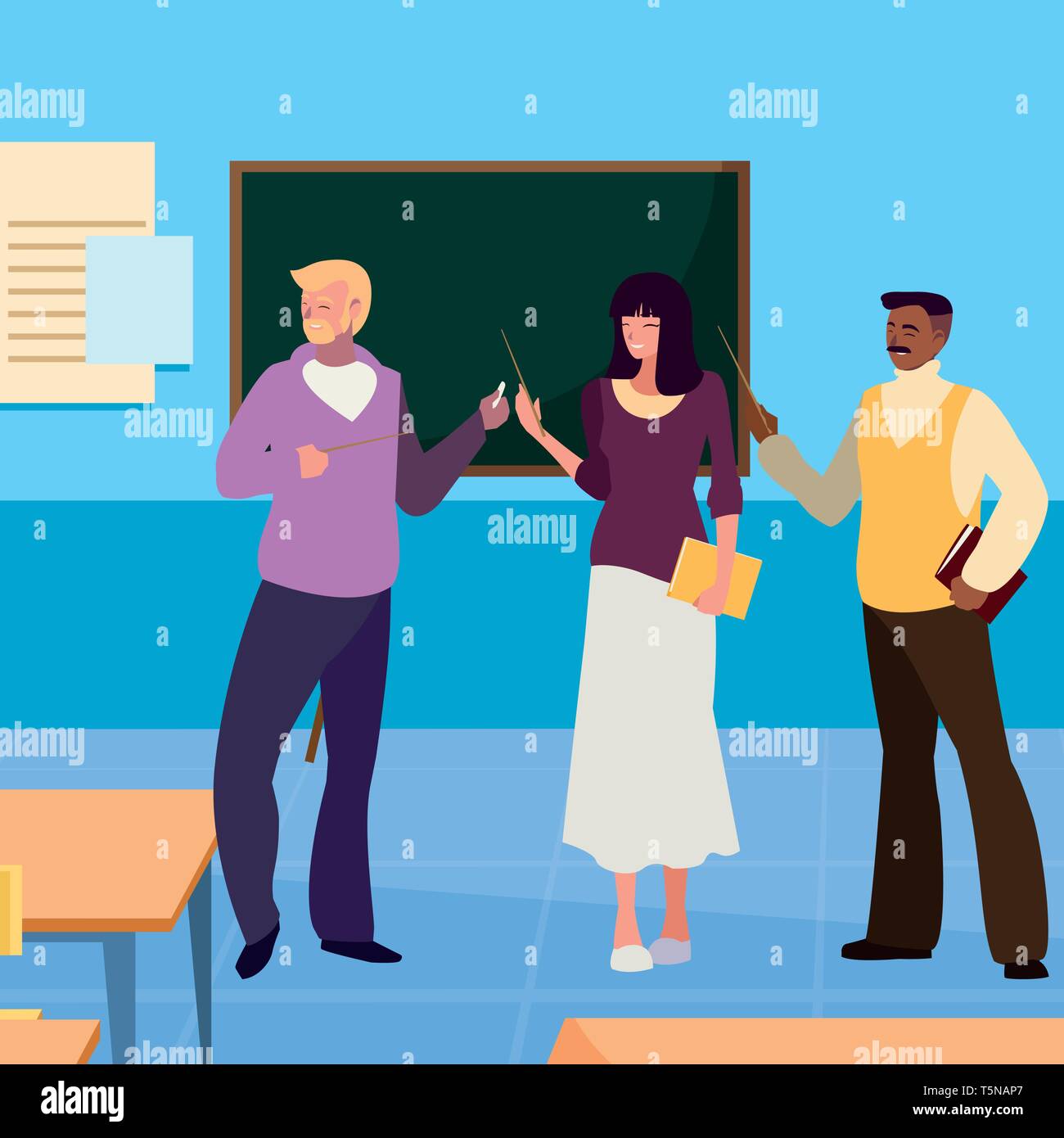 teachers group in the classroom characters vector illustration design ...