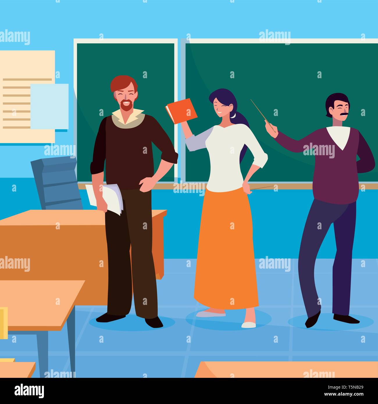 teachers group in the classroom characters vector illustration design ...