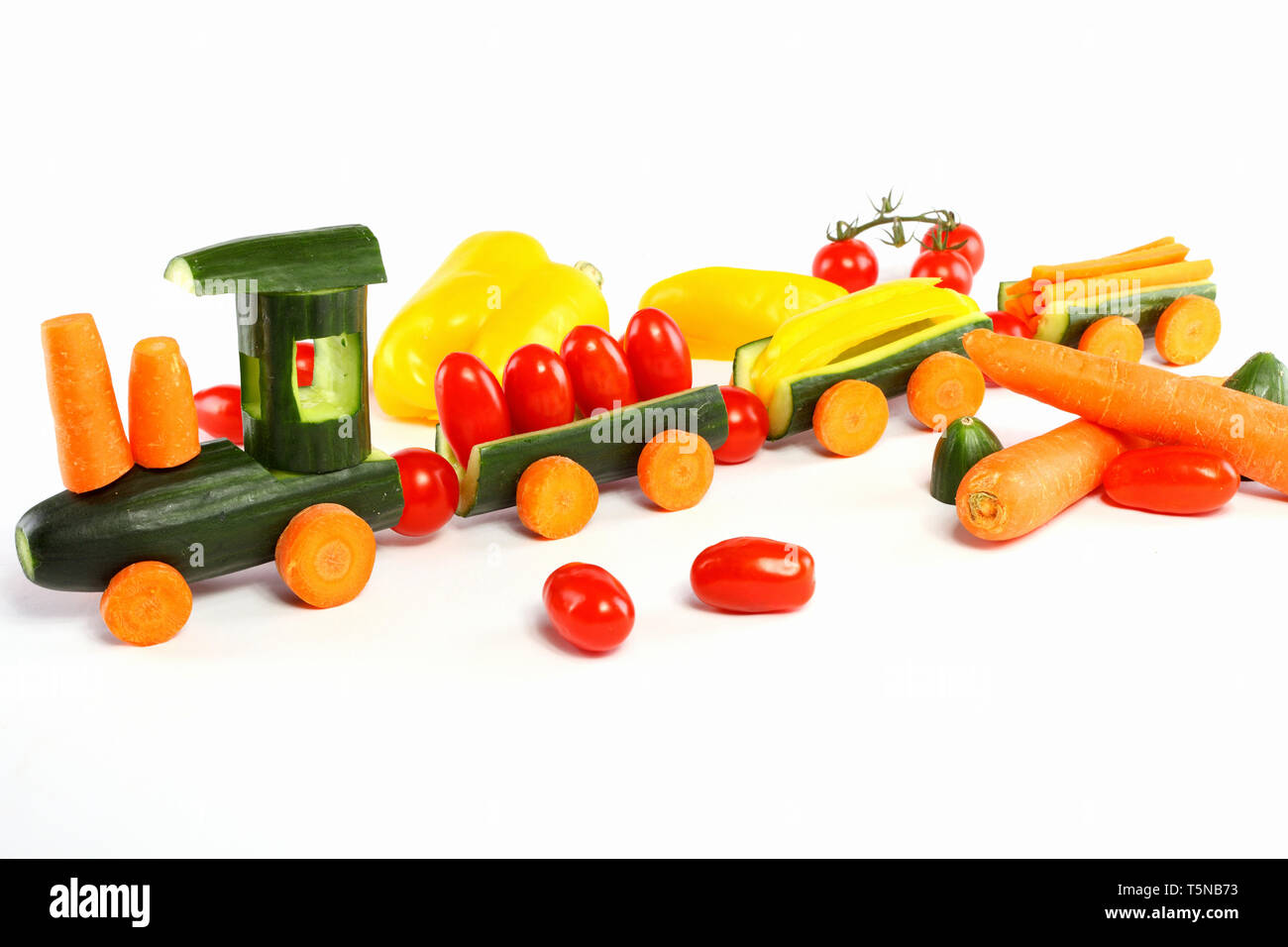 Cucumber train, from cucumbers and other vegetables carved train Stock ...