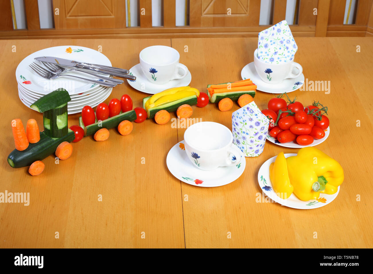 Cucumber train, from cucumbers and other vegetables carved train Stock ...