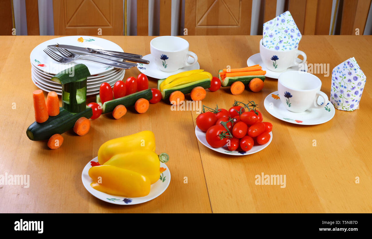 Cucumber train, from cucumbers and other vegetables carved train Stock ...