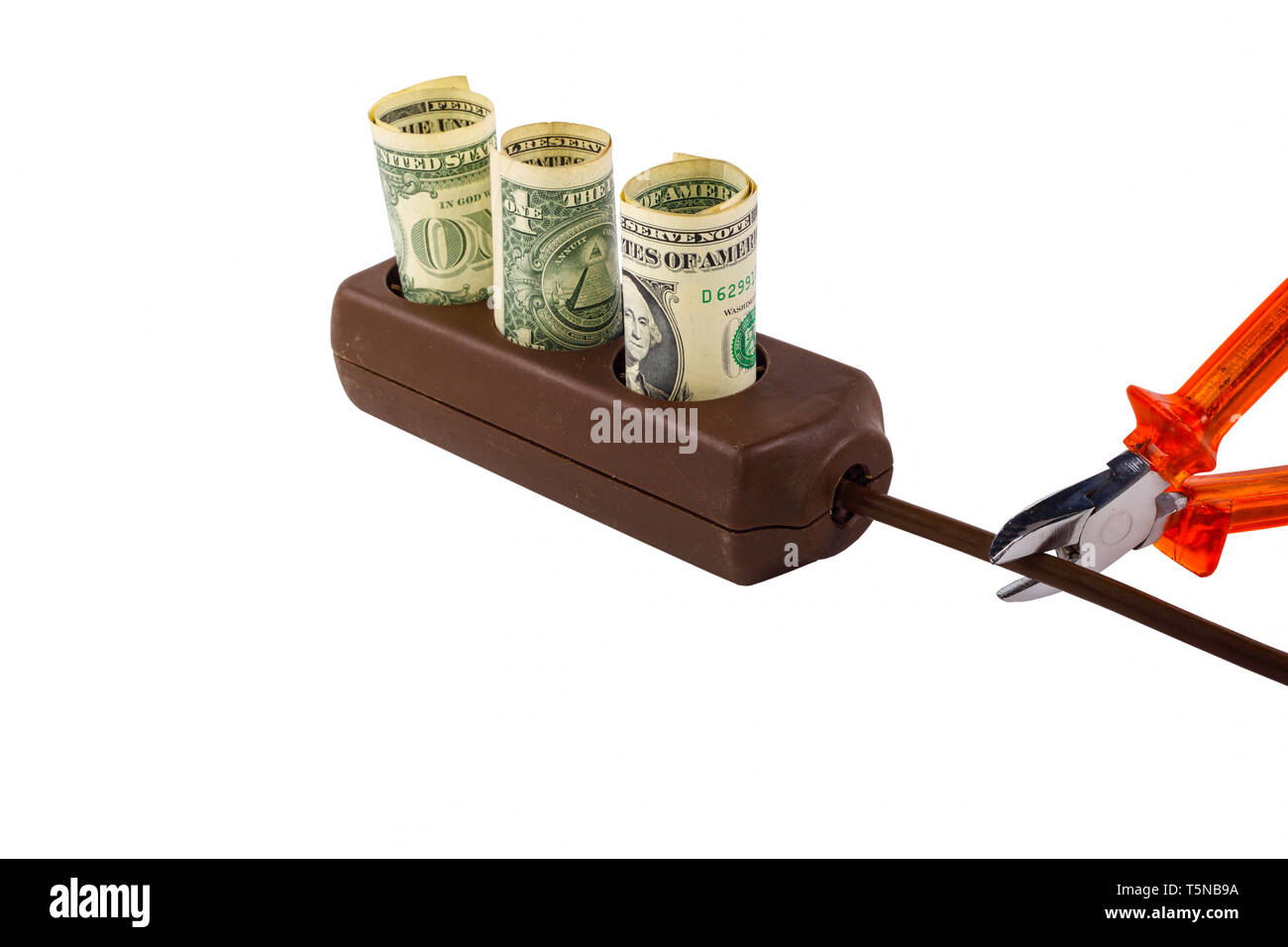 Separation of the power supply. Cutting through a power cable with the ...