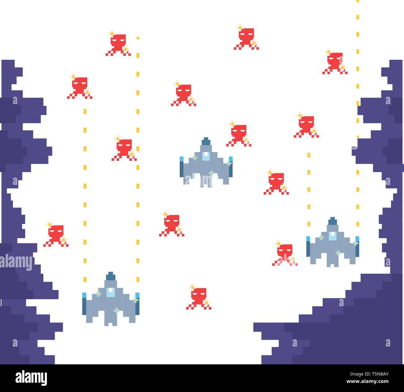 screen invaders battle video game retro vector illustration design ...