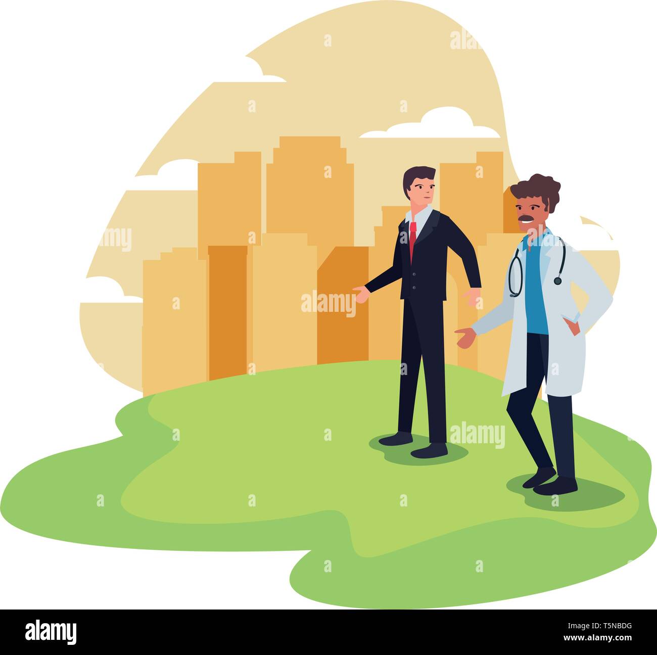 doctor and businessman labour day vector illustration Stock Vector ...