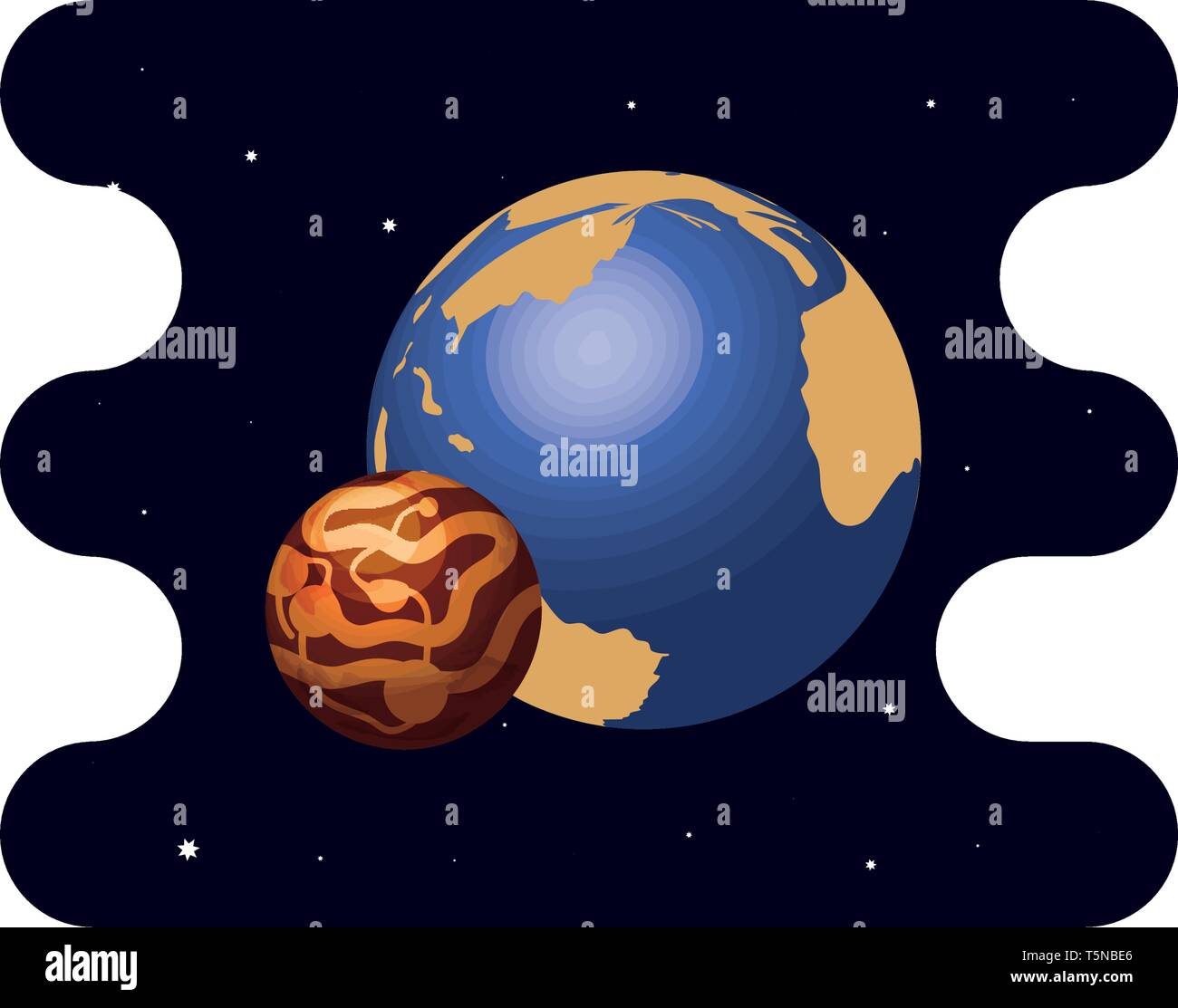 earth planet with mars scene space vector illustration design Stock ...