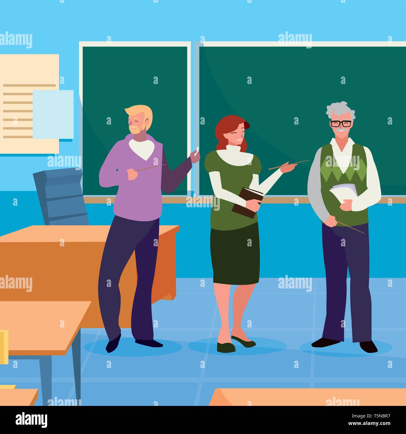 teachers group in the classroom characters vector illustration design ...