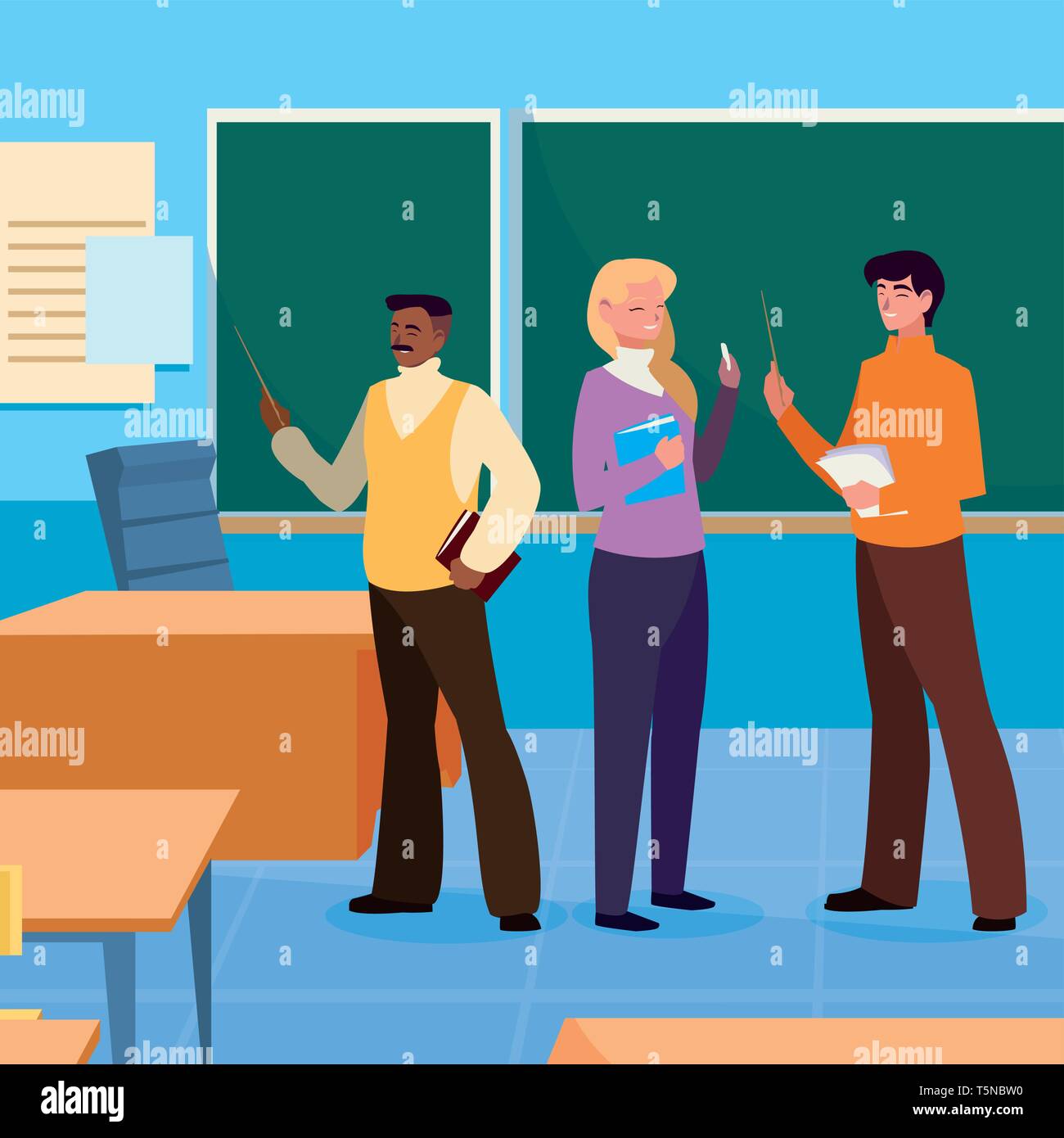 teachers group in the classroom characters vector illustration design ...