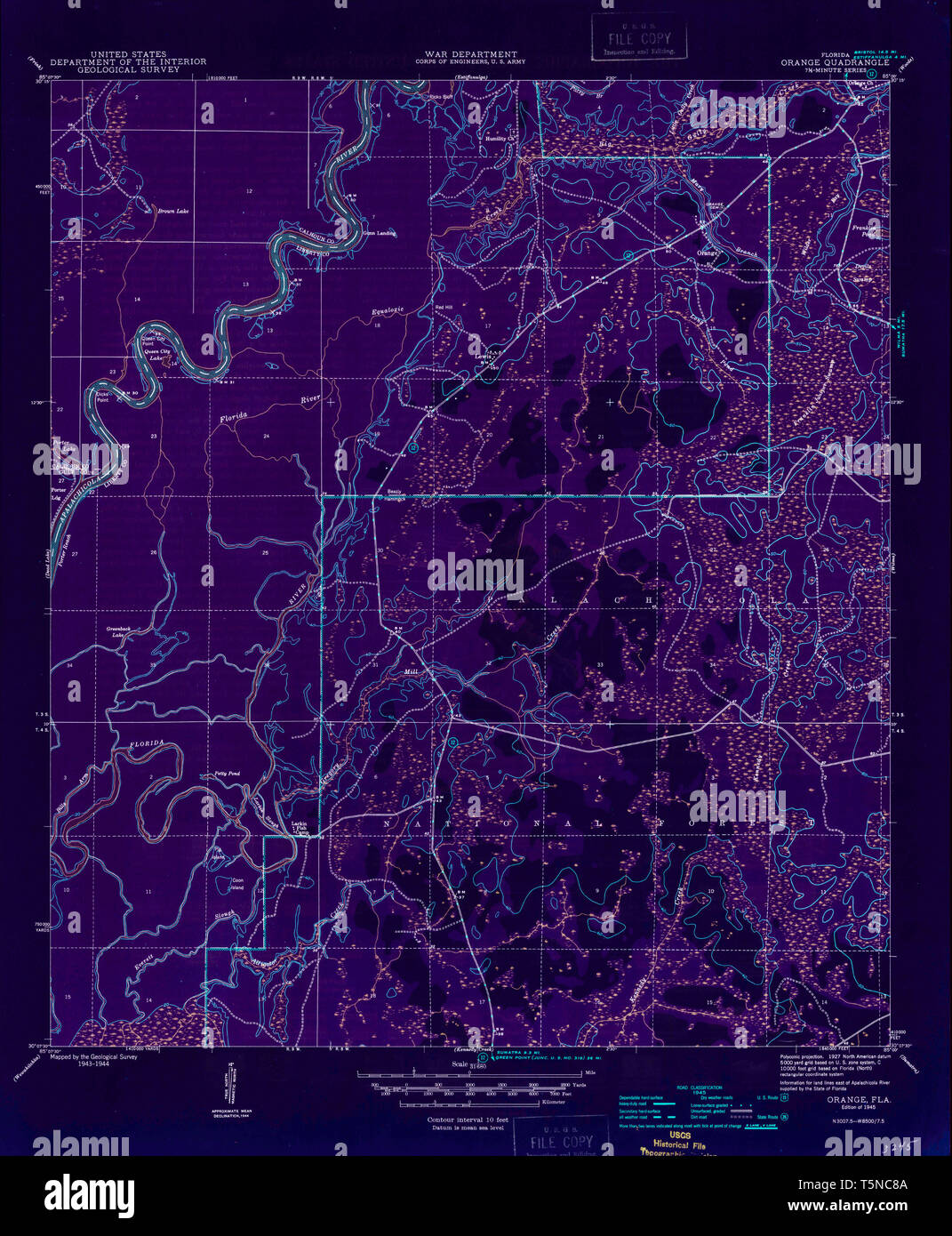 USGS TOPO Map Florida FL Orange 347823 1945 31680 Inverted Restoration ...