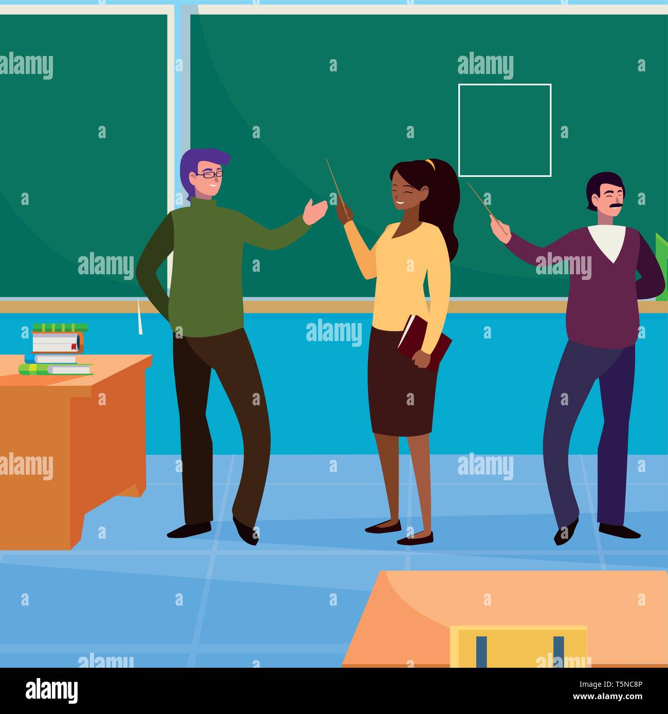 teachers group in the classroom characters vector illustration design ...