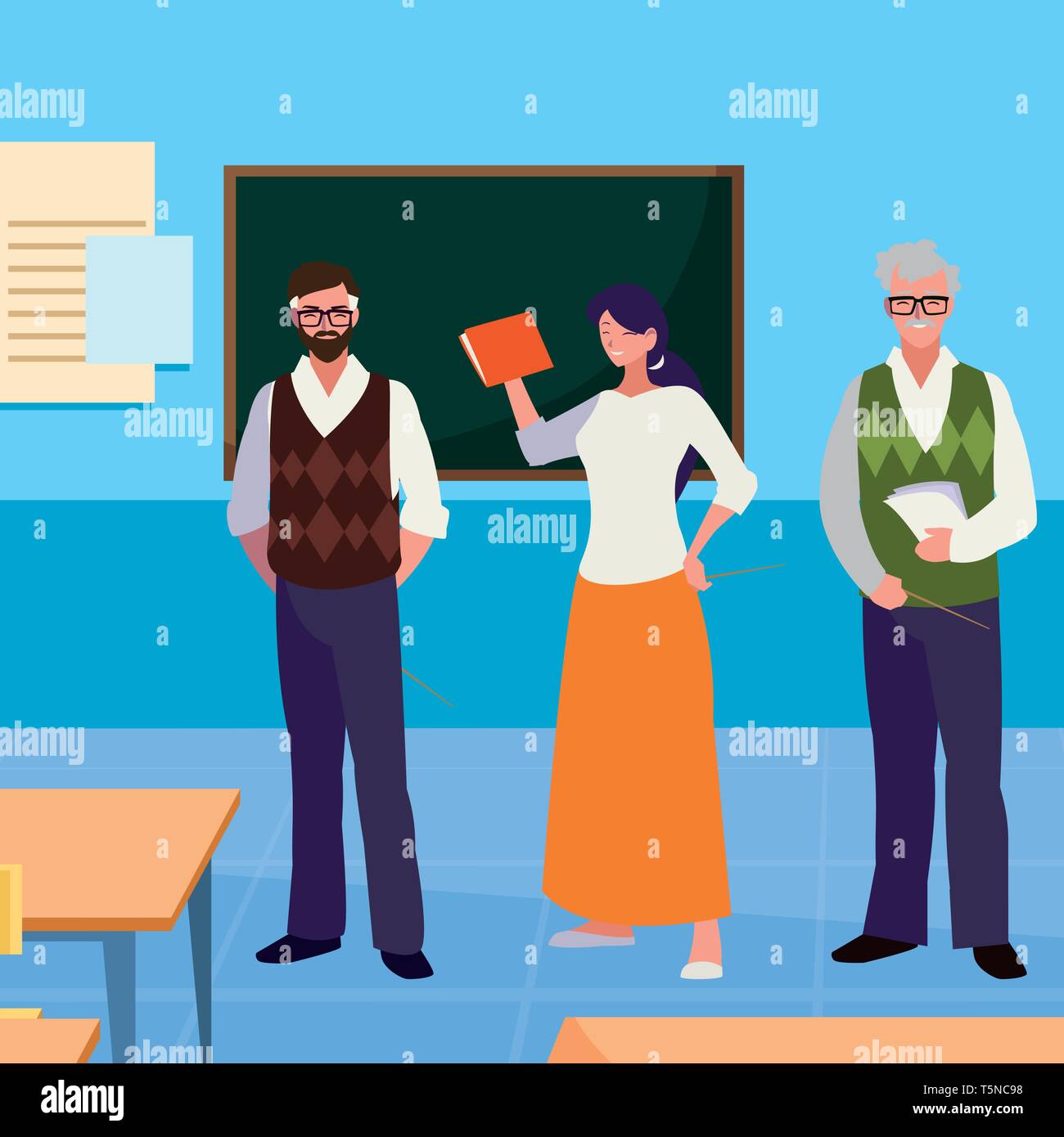 teachers group in the classroom characters vector illustration design ...