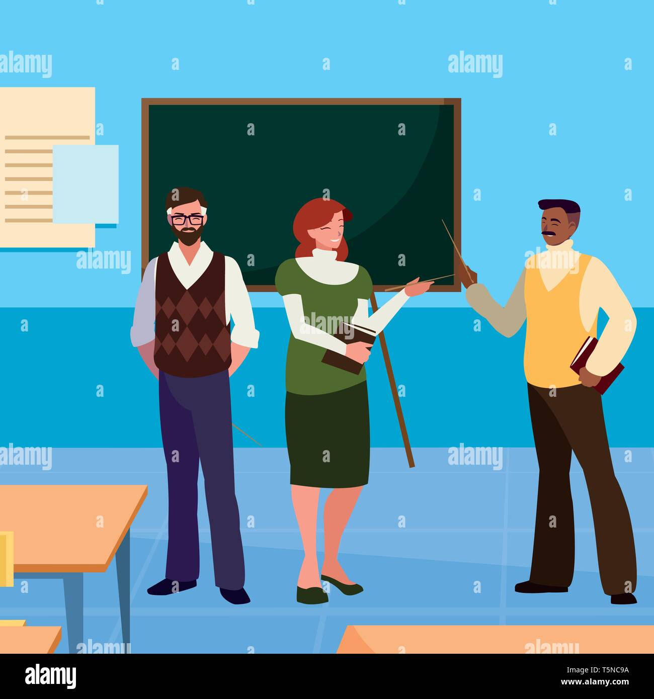 teachers group in the classroom characters vector illustration design ...