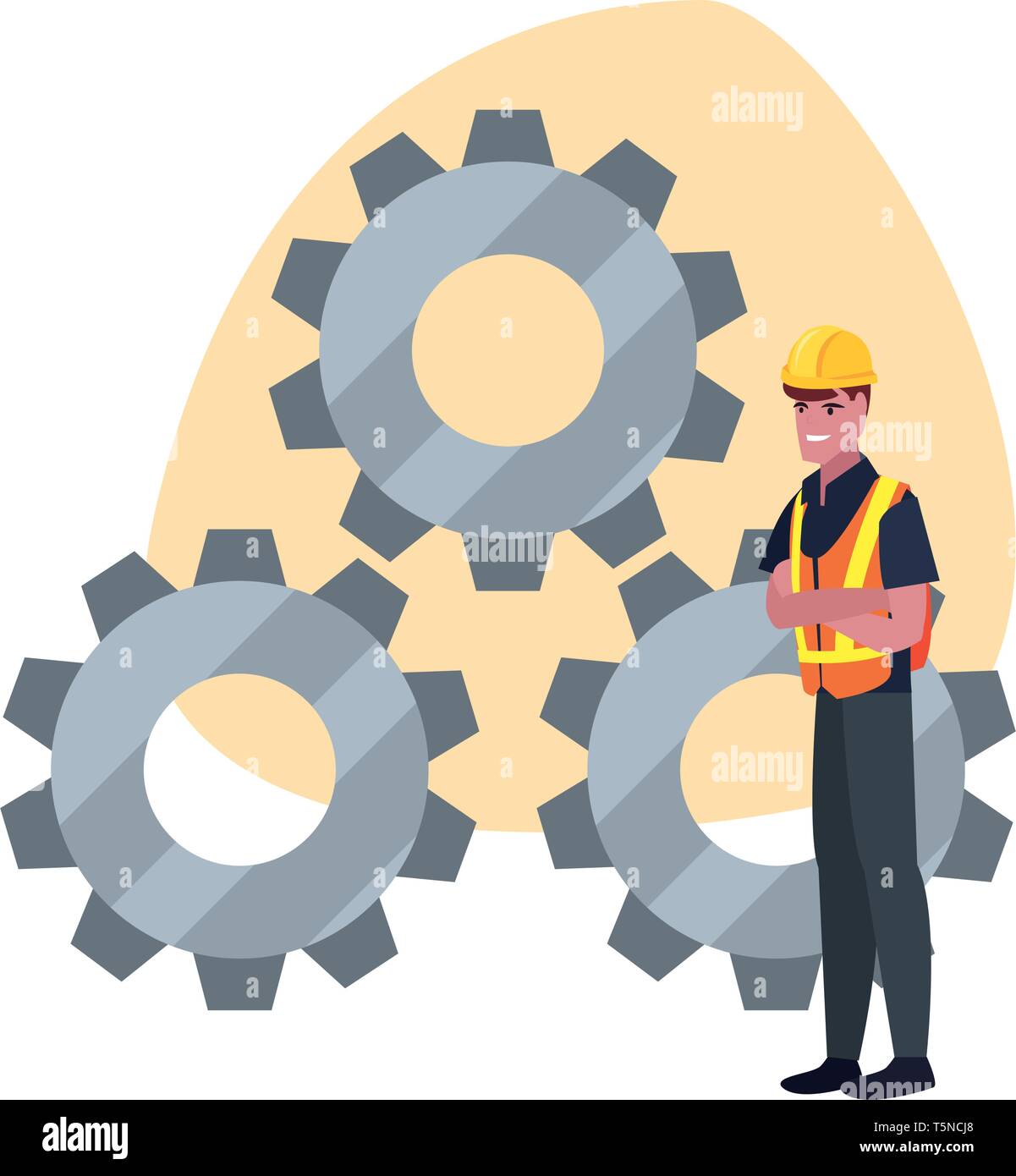 construction worker gears vector illustration design image Stock Vector ...