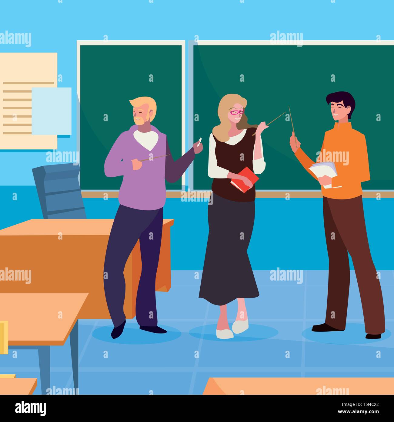 teachers group in the classroom characters vector illustration design ...