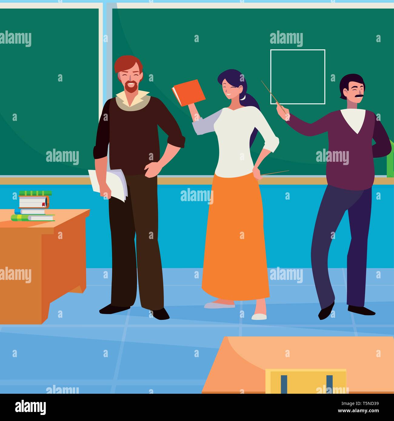 teachers group in the classroom characters vector illustration design ...