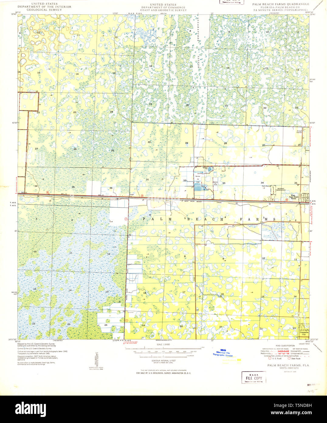 USGS TOPO Map Florida FL Palm Beach Farms 347963 1949 24000 Restoration ...