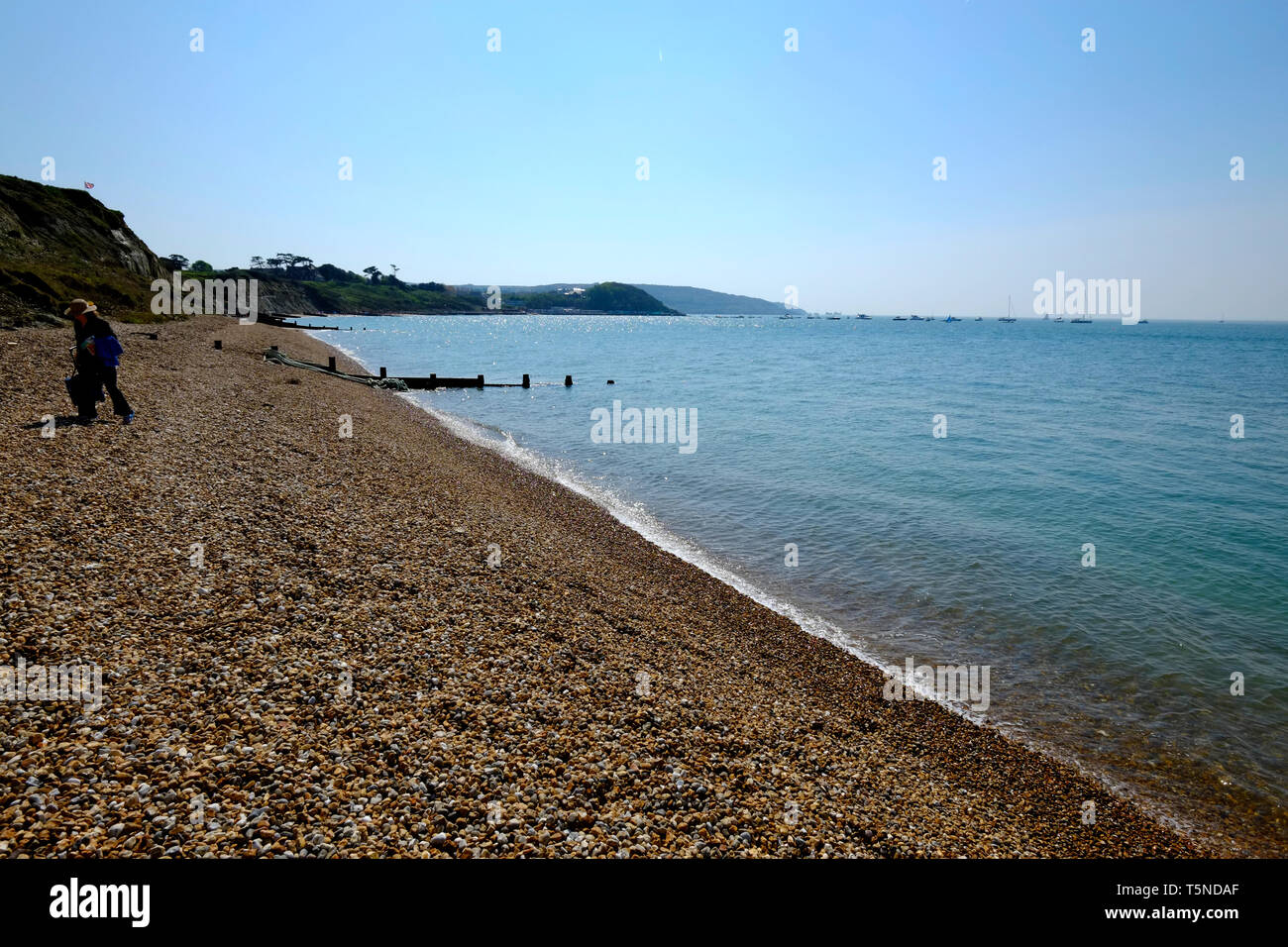 Colwell Bay, Isle of Wight. A popular family beach at the Fort Albert ...