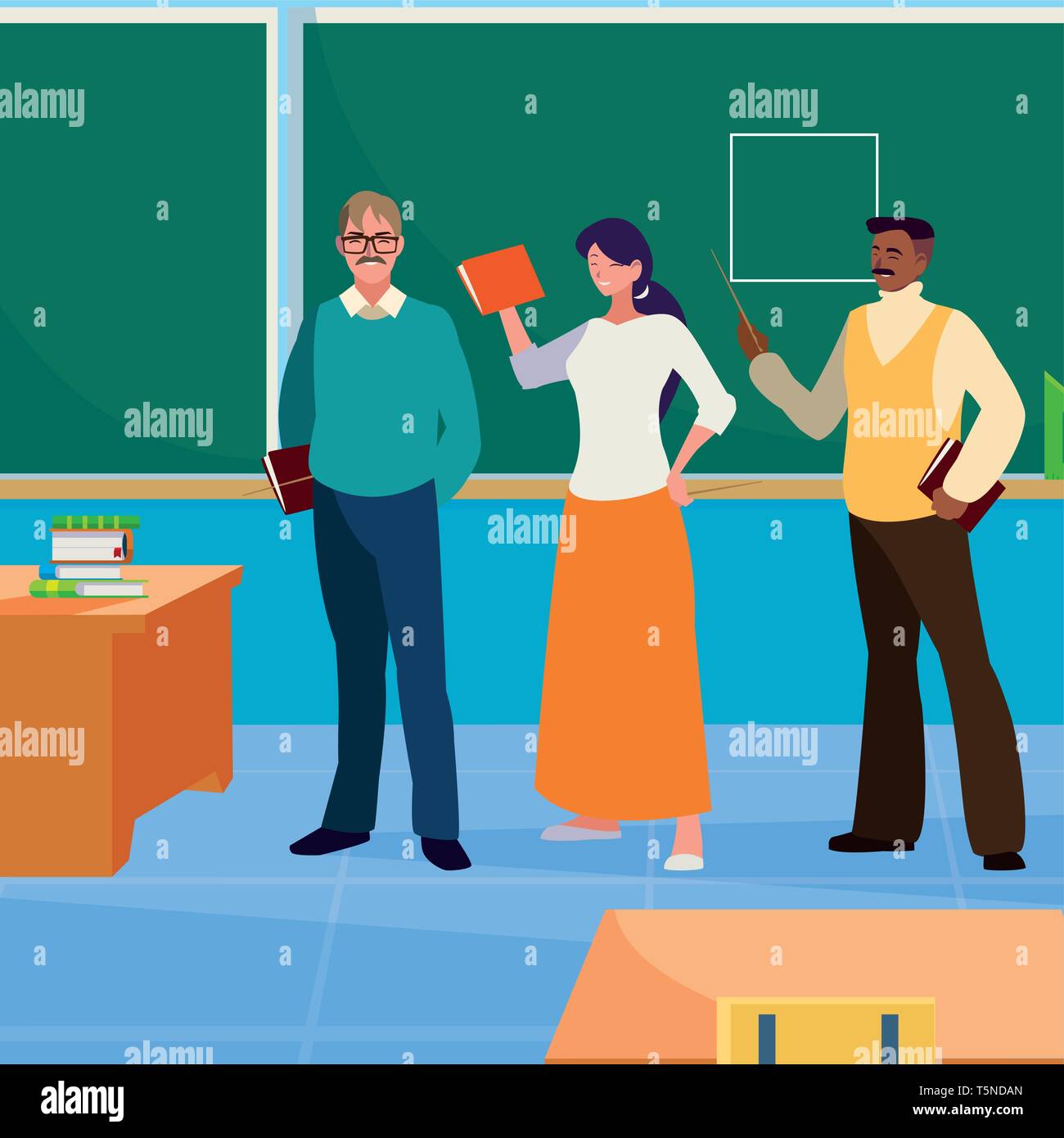 teachers group in the classroom characters vector illustration design ...