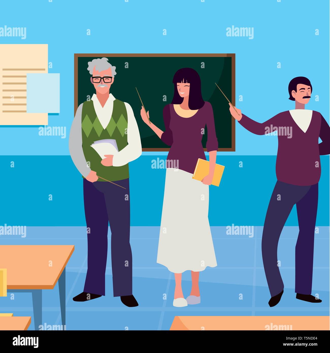 teachers group in the classroom characters vector illustration design ...