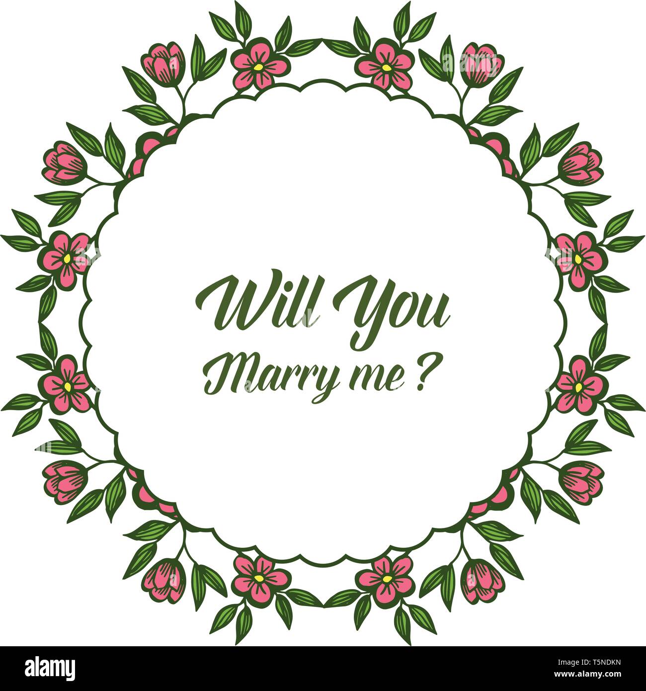 Vector illustration abstract leaf flower frame for card will you marry ...