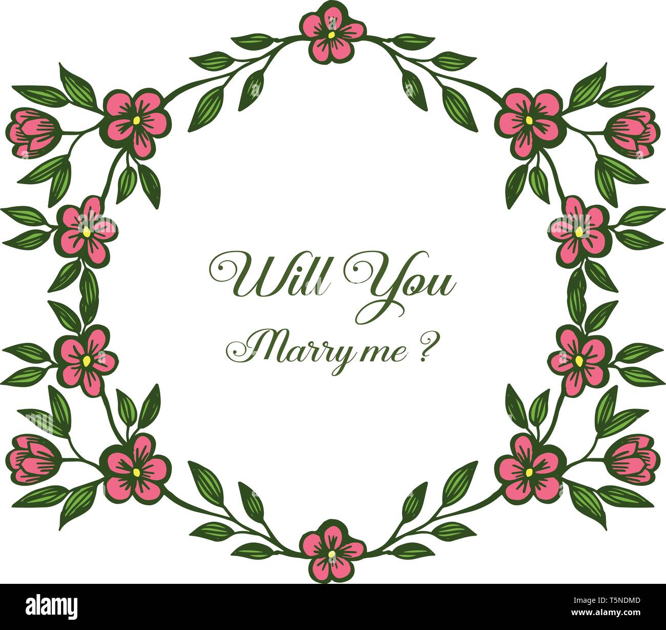 Vector illustration abstract leaf flower frame for card will you marry ...
