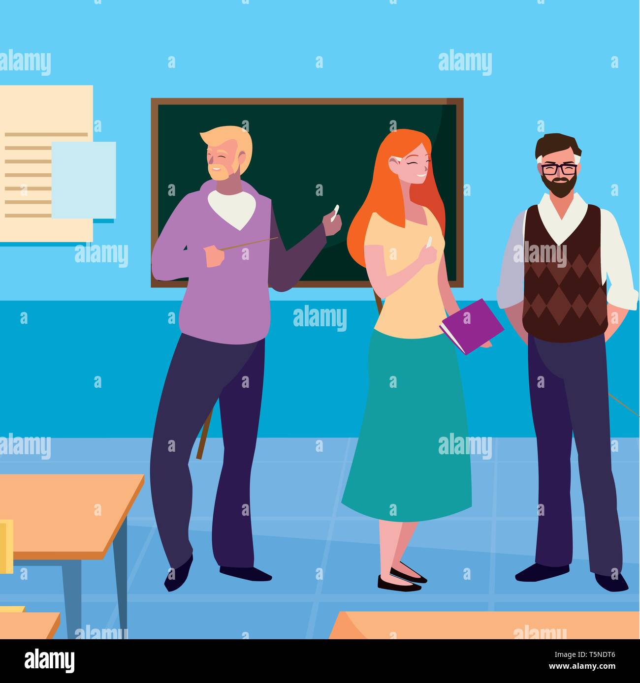 teachers group in the classroom characters vector illustration design ...