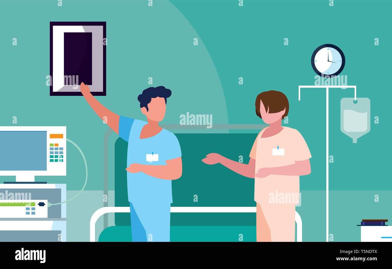 male medicine workers in operating theater vector illustration design ...