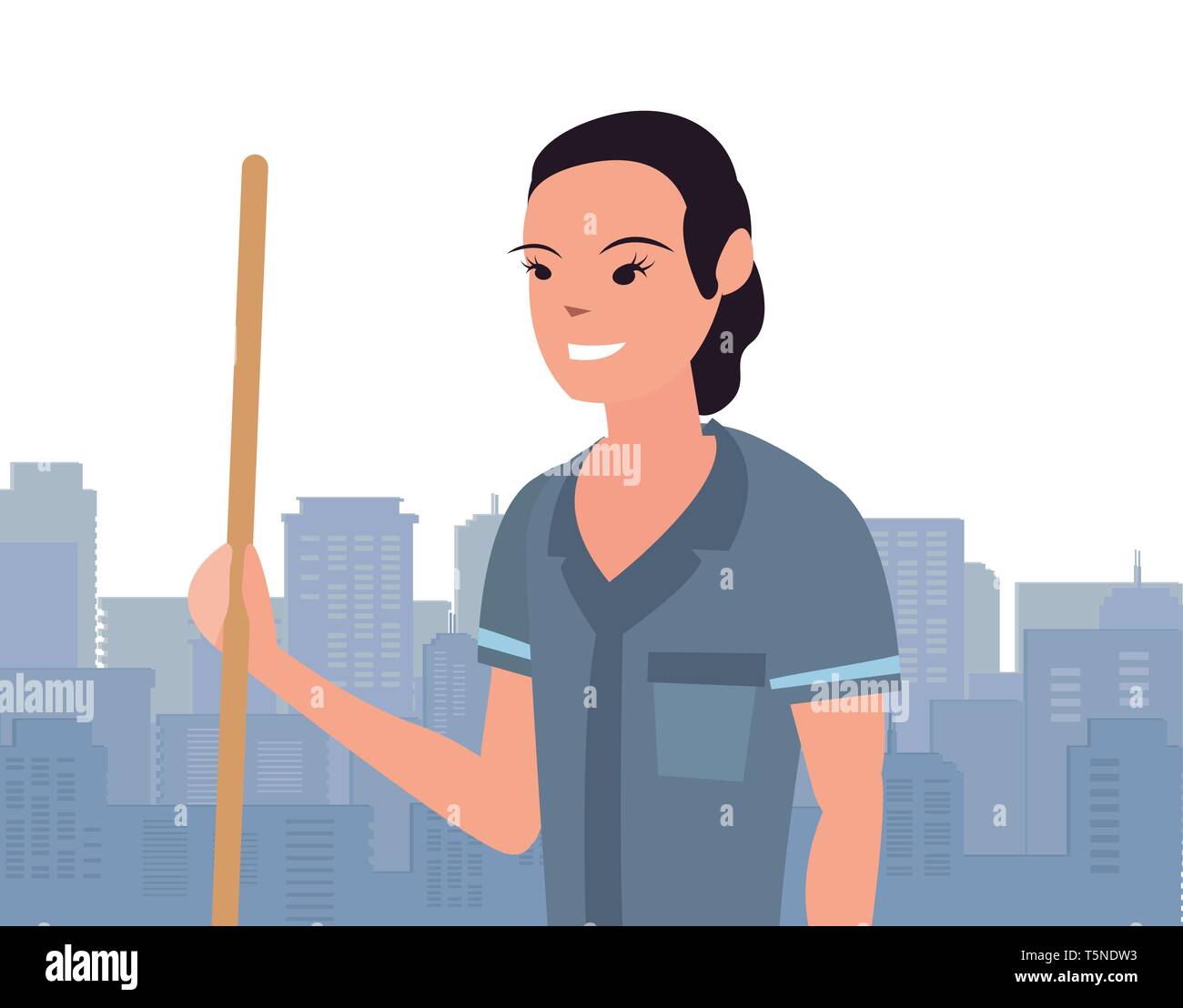 Female street sweeper Stock Vector Images - Alamy