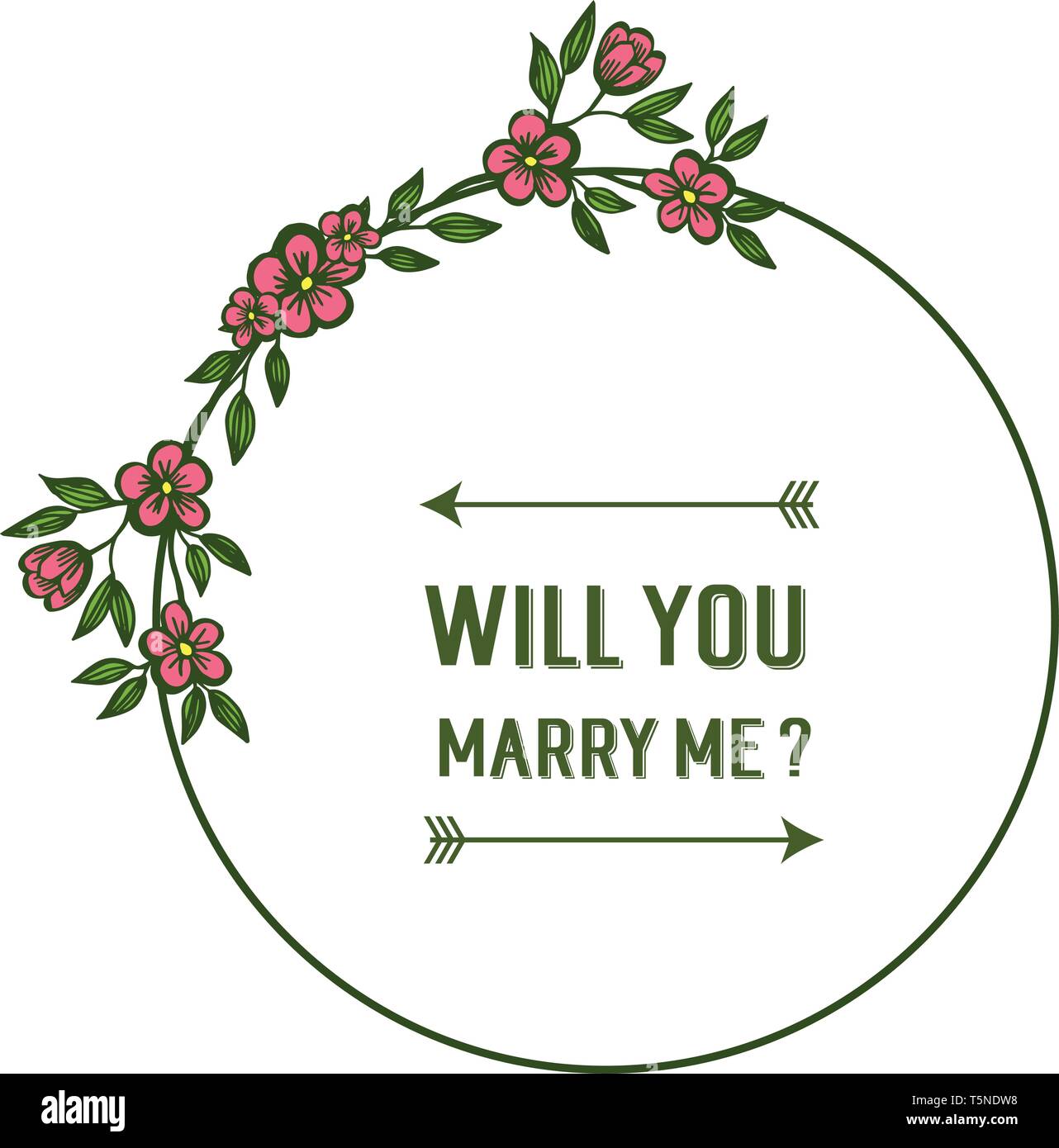 Vector illustration invitation card will you marry me with frame flower ...