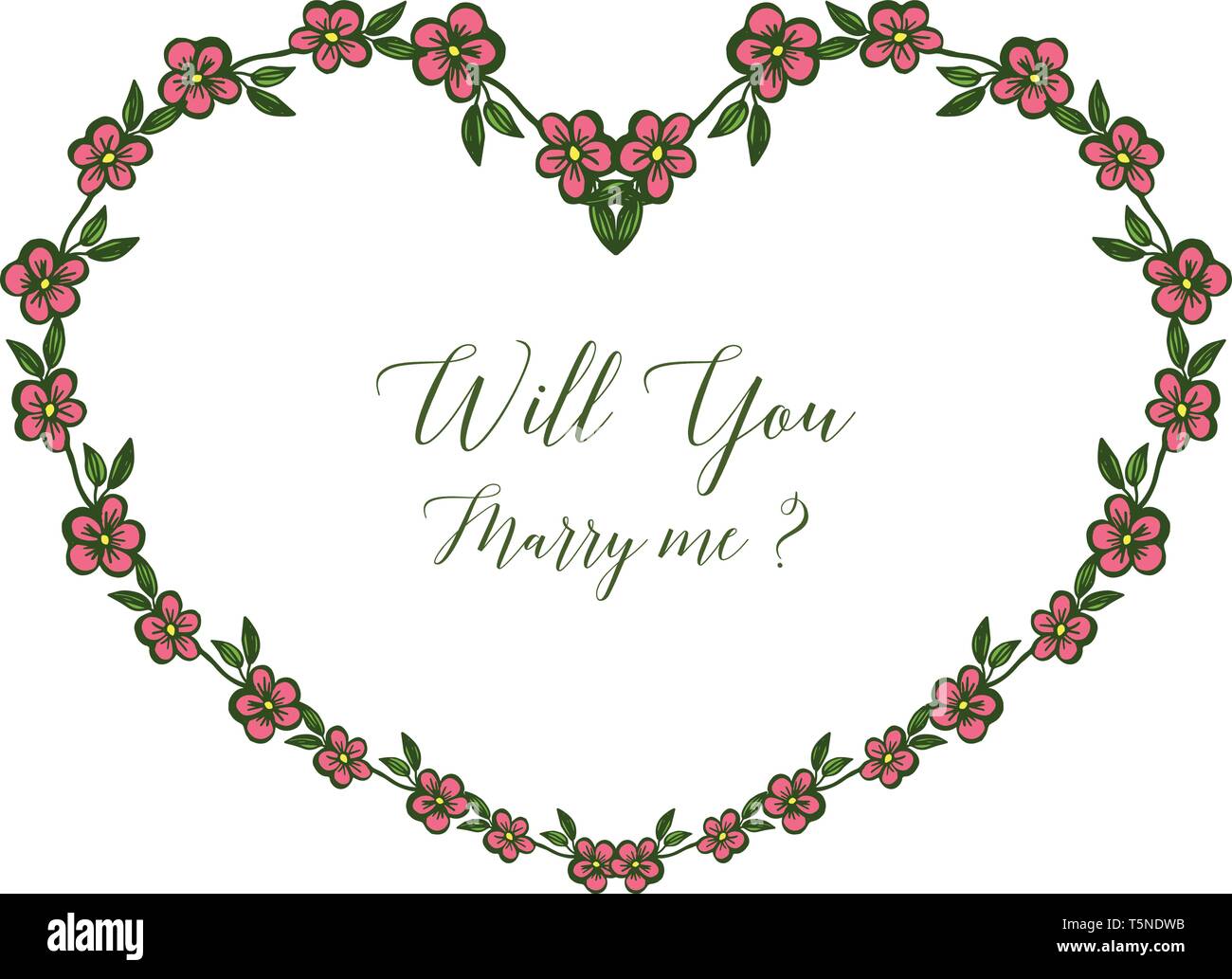 Vector illustration invitation card will you marry me with frame flower ...